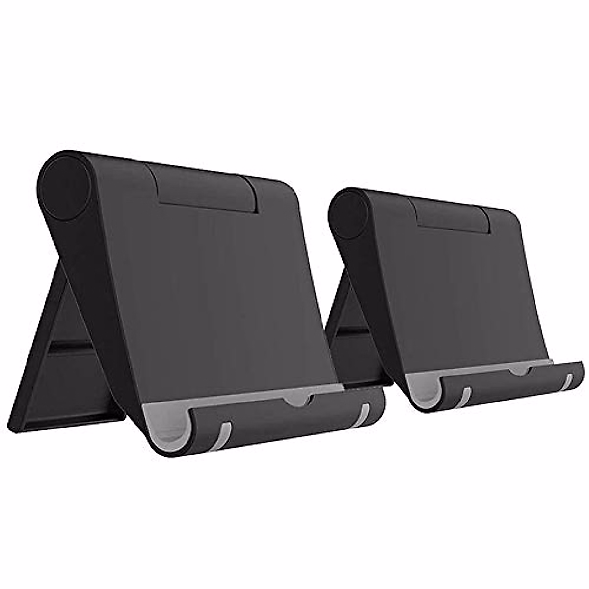 Cell Phone Stand for Desk Foldable, 2 Pack Desk Phone Holder Stand for Office Kitchen Travel, Mobile Phone Stand for iPhone Stand Phone Dock Cradle Compatible with iPad Switch, All Smartphone (Black)