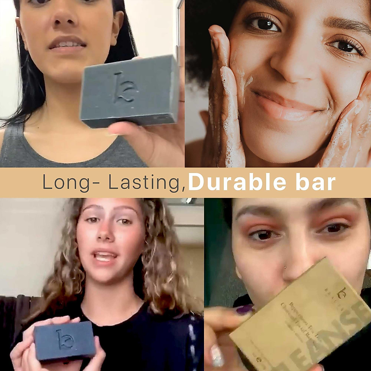 Peppermint Tea Tree Charcoal Facial Bar Soap - USA Made with Natural & Organic Ingredients, Face Wash Black Soap Bar for Acne, Eczema & Psoriasis, Detoxifying Charcoal for Oily & Sensitive Skin