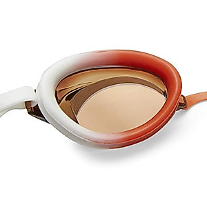 Speedo unisex adult Swim Vanquisher Extended View Goggles, Mirrored White Orange/Smoke/Grey, One Size US