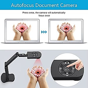 THUSTAR 8MP Document Camera & Webcam 4K with Dual Microphones, USB Visualiser A3-Size, 3-Level LED Lights, Image Invert Function, Fold, for Live Demo, Distance Education -Windows, macOS and Chrome OS