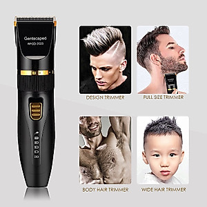 Professional Rechargeable Hair Clippers for Men,Gentscaped Hair Trimmers Cordless Precision Power,Barber Shavers Hair Cutting Kit,Titanium Steel Blade and LED Digital Display