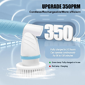 SZFIXEZ Electric Spin Scrubber, Electric Cleaning Brush Scrubber for Bathroom Electric Spin Cleaner with 4 Replaceable Shower Cleaning Brush Heads for Wall, Tile Floor, Bathtub, Toilet, Window