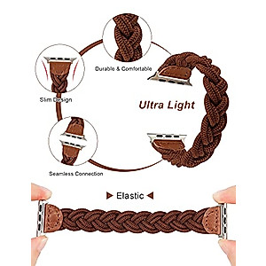 Wearlizer Stretchy Braided Band Compatible with Apple Watch Bands Women 38mm 40mm 41mm 42mm 44mm 45mm 49mm Slim Elastic Solo Loop Strap Woven Bracelet for iWatch Ultra 2 Series 9 8 SE 7 6 5 4 3 2 1