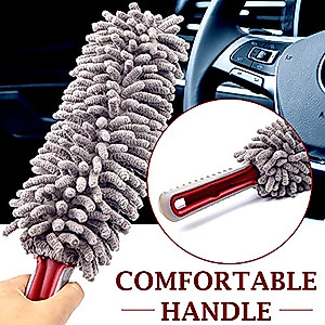 Car Duster Interior by TAKAVU, 360° Microfiber Fingers, Unbreakable Comfort Handle, Lint and Scratch Free, Include Microfiber Towel, for Car & Home Use, The Best Auto Accessories