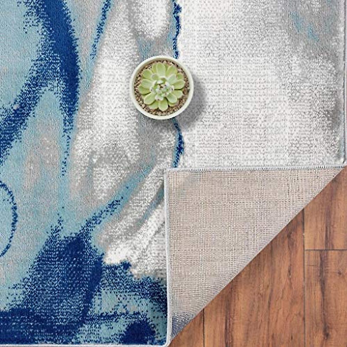 LUXE WEAVERS Victoria Collection 9163 Blue Modern Abstract Watercolor Stain Resistant Area Rug 8x10