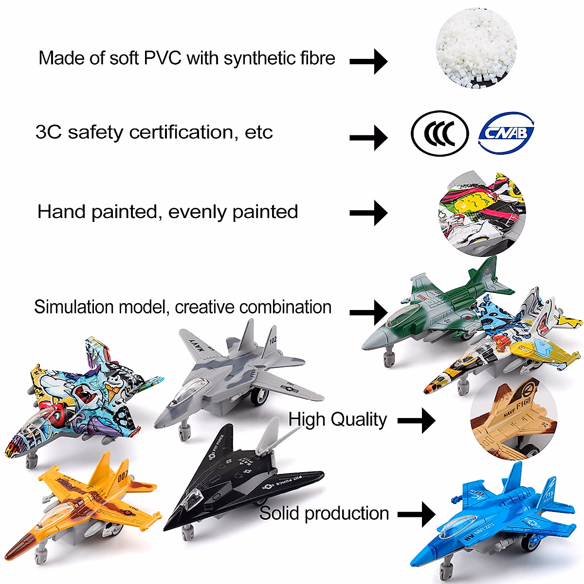 12 in 1 Model Airplane Toys Set Die Cast Metal Military Themed Fighter Jets Mini Air Force Kids Playset