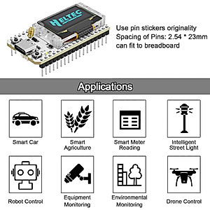 MakerFocus ESP32 LoRa V3 Development Board with 915 MHz Antenna Integrated WiFi Bluetooth SX1262 CP2102 0.96-inch OLED Display Type C for Meshtastic IoT Arduino Intelligent Scenes