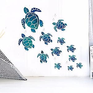 Sea Turtle Wall Decals Stickers Wall Decals Vinyl Ocean Wall Decals Under The Sea Turtle Bathroom Wall Decor for Kids Sea Life Wall Decor for Bedroom Nursery Birthday Gifts