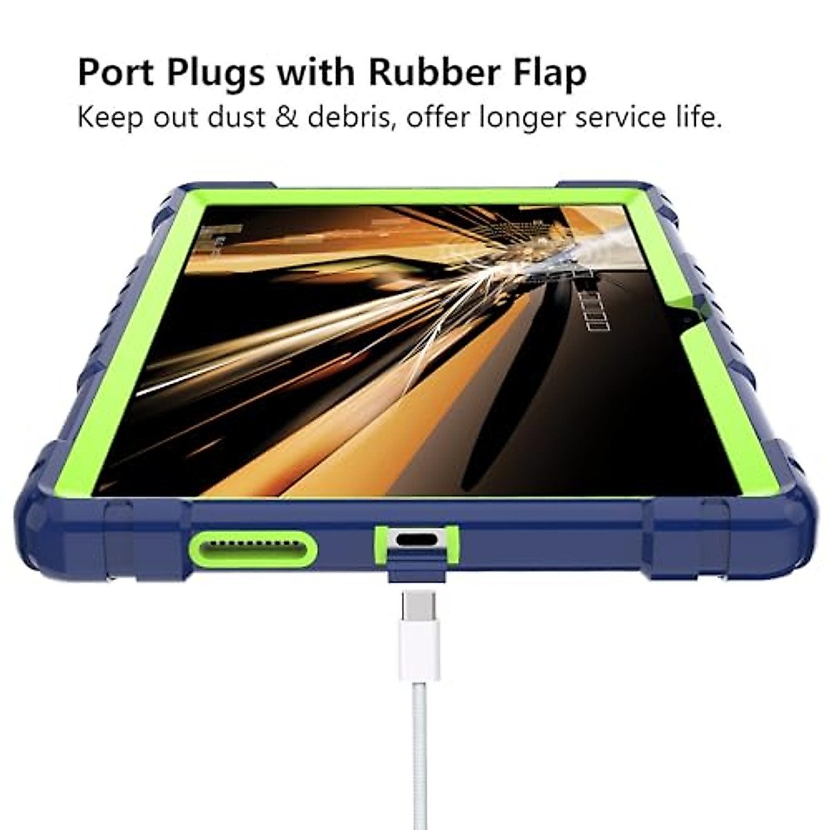 SOATUTO for T-Mobile Revvl Tab 5G Come with Tempered Glass Screen Protector Film Tablet Case with Kickstand/Shoulder Strap Kids Friendly Shell Fit for T-Mobile Revvl 10.36 inch (Navy+Green/2 Pcs)