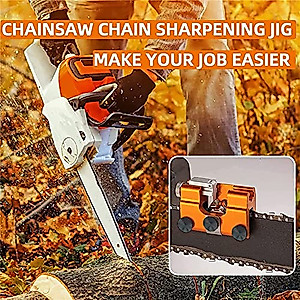 Nziqaz Chainsaw Sharpening Jig Kit, Portable Hand Crank Chainsaw Sharpeners Contains 3pcs Grinding Rod for All Kinds Of Chain Saws Blade and Electric Saw, for DIY Lumberjack, Garden Worker, Yellow