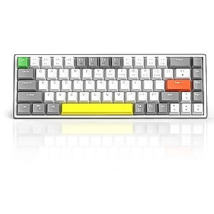 MageGee 60% Mechanical Gaming Keyboard, 68 Keys Hot-Swappable Compact Blue LED Backlit Gaming Keyboard, SKY68 Wired Ergonomic Mini Office Keyboard for Windows PC Gamer (Red Switch, Gray & White)