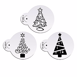 ART Kitchenware 6pcs/set Christmas Tree Cookie Stencil Set for Cakes Sugar Decoration Cookie Mold Reusable Stencils for Painting Beige/Semi-Transparent ST-925S