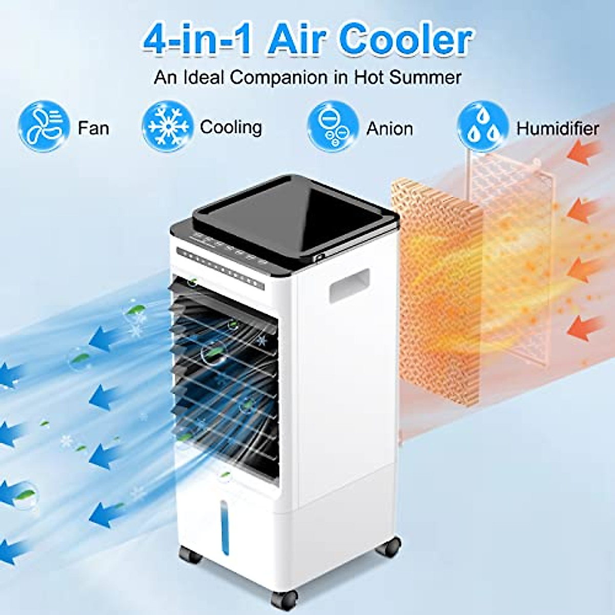 Portable Air Conditioners, 4-IN-1 Air Conditioner Portable for Room with 4 Modes 3 Speeds, 1.32 Gal Water Tank, Portable Ac w/Remote, 7H Timer, 90°Oscillation, Quiet Air Conditioner for Home Office