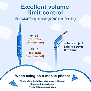 ELECDER i43 Kids Headphones with Microphone 85dB 94dB Volume Limited 3.5mm Jack Foldable Adjustable Wired On Ear Headphones for Children Girls Boys Teens Cellphones PC Kindle School Tablet Blue/Green