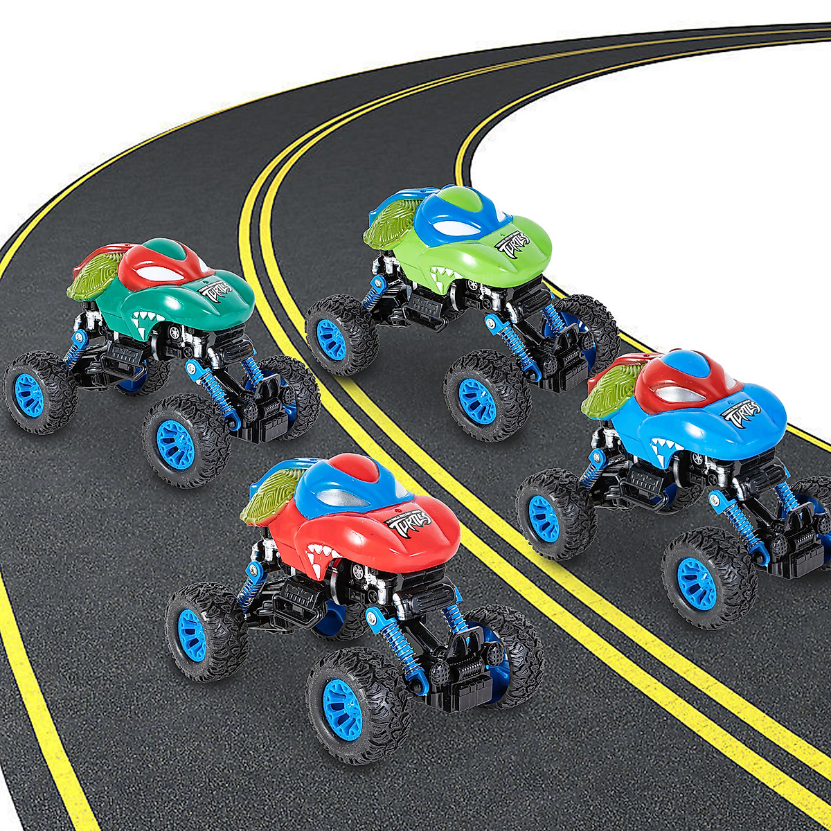 ELTUILMP Monster Trucks Toys for Boys Toddler Push Car 4 Pack Pull Back Car Vehicles Inertia Educational Toy Cars Friction Powered Cars Toys for 3 4 5 6 7 Year Old Boys Girls Birthday for Kids