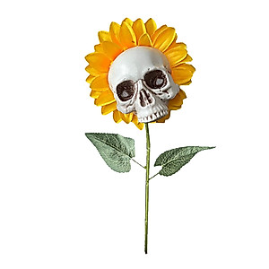 Skull Head Simulation Sunflower,Skull Sunflowers Modeling,Halloween Sunflower Skull Garden,Halloween Skeleton Sunflower Simulation Flowers,Halloween Horror Scene Decoration Props (size:Types:B)