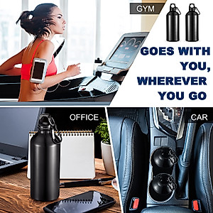 CHENGU 10 Pcs Aluminum Water Bottle 20 oz Reusable Bottles Lightweight Leak Proof Aluminum Sports Travel Bottles with Twist Cap Buckle for Gym, Hiking, Cycling, Camping, Fishing(Black)