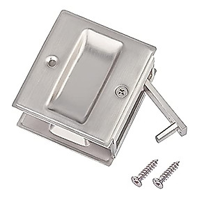 HOMOTEK Privacy Pocket Door Pull Without Switch Plate - Replace Old Or Damaged Passage Sliding Door Pull No Lock Quickly and Easily, 2-3/4”x2-1/2”, for 1-3/8” Thickness Door, Brushed Nickel