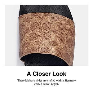 Coach Men's Coated Canvas Pool Slide Sandal, Tan Signature, 9