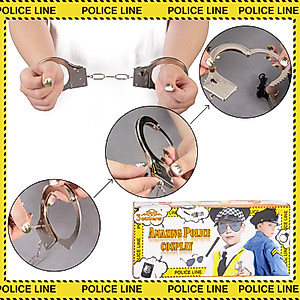3 otters 9PCS Halloween Police Pretend Play Toy Set, Police Accessories for Kids Include Badge, Handcuffs, Walkie, and More for Dress Up Party, Role-playing