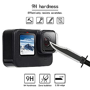 ZLMC [11PCS] Screen protector for GoPro Hero 11 10 9, compatible with GoPro Hero 11 10 9 black, 9PCS tempered glass screen protector + 2PCS rubber lens cover, GoPro Hero 11 10 9 black accessory kit