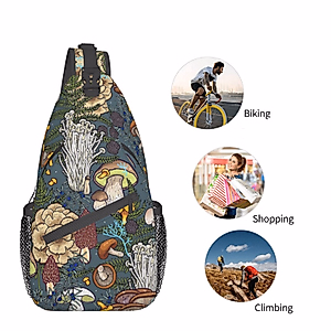 Mushroom Sling Backpack Sling Bag Travel Crossbody bag Triangle Chest Daypack Purse Hiking Shoulder Bag For Men Women Teen Gym Casual Climbing Runners Cycling