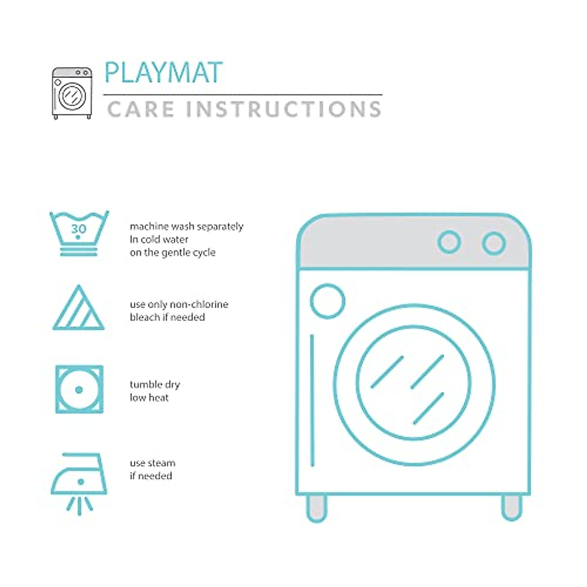 Lush Decor Baby Square with Border Play Mat, 36" x 36", Gray