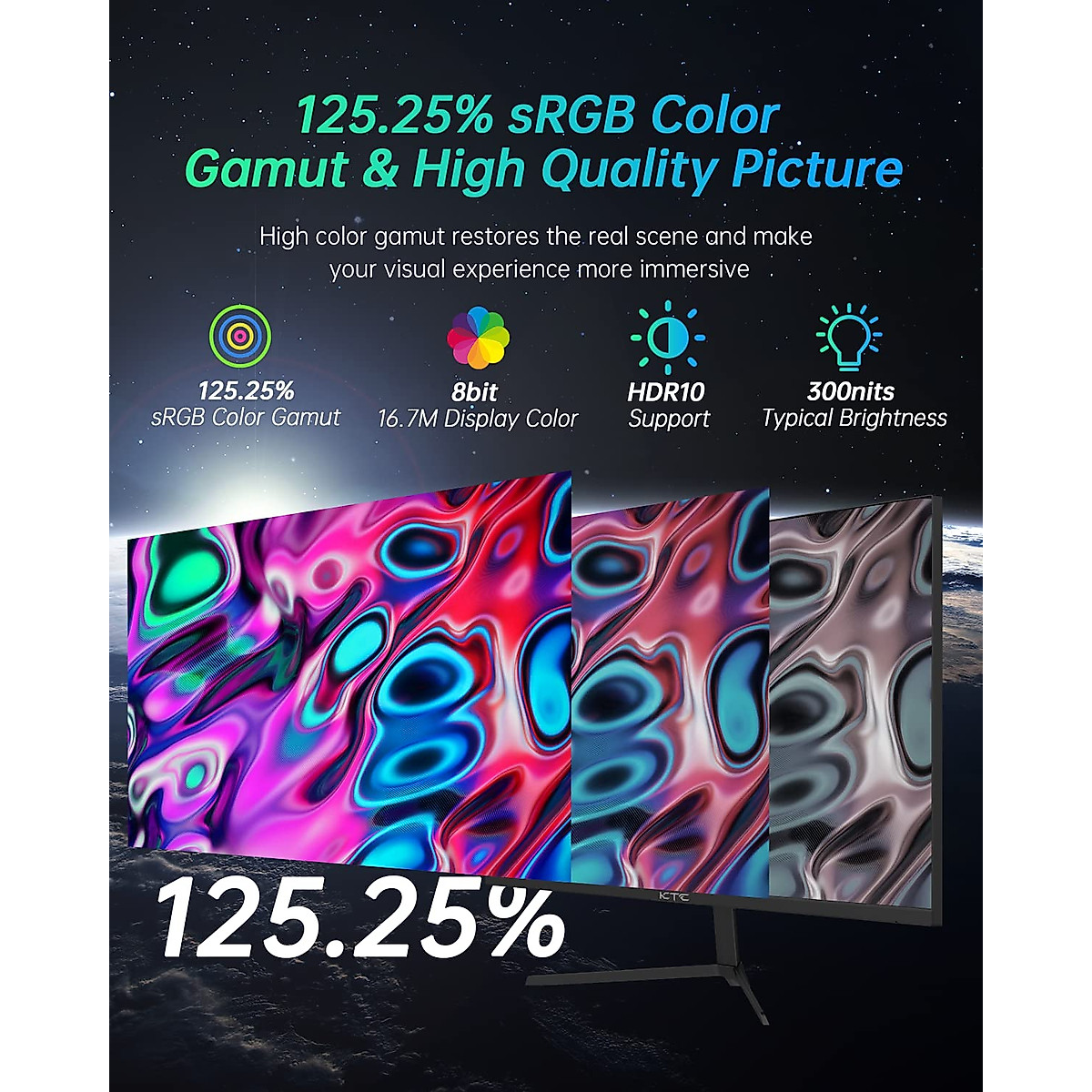 KTC 23.8/24 Inch Gaming Monitor 1080p 165Hz 144Hz Monitor, 1ms MPRT Fast IPS Monitor, HDR10, 125% SRGB, 300nits, HDMI/DP, Eyecare, Adjustable & Mountable, Vesa Support, Tilt, Computer Monitor