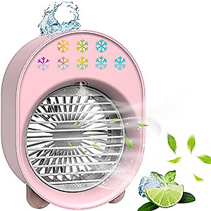 iZiv Portable Air Conditioners Fan - USB Desk Fan with 3 Speeds and 7 Color Lights, 7 Inch Quiet Desk Air Circulator Fan, Evaporative Air Cooler&Cooling Fan&Humidifier 3 in 1 for Home Office Desk