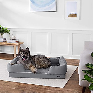 Amazon Basics Memory Foam Bolster Dog Bed, Large (44 x 36 Inches), Grey