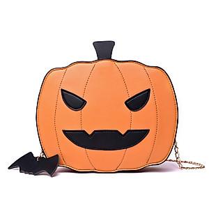 KUANG! Women Pumpkin Purse Novelty Bat Devil Tote Shoulder Bag Fashion Halloween Treat or Trick Handbags for Girls