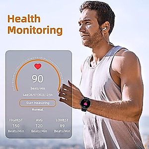 Smart Watch for Men Answer Make Call AMOLED Always-on Display Smartwatch for Android and iOS Phones 100+ Sports Modes Fitness Activity Tracking Heart Rate Blood Oxygen Sleep Monitor Pedometer