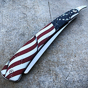 S.S. Folding Knives Shaving Straight Edge Usa American Flag Razor Steel Pocket Stainless Steel Blade Folding Knife Blade