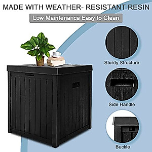 Omelaza 51 Gallon Outdoor Deck Storage Box, Resin Multi-purpose Storage Bins with Lid, Indoor/Outdoor Storage Container, Ideal for Patio Furniture, Pool Accessories, Toys, Gardening Tools - Black
