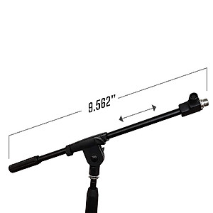 AxcessAbles Low-Profile Microphone Tripod Stand with Boom Arm | Adjustable Height Short Floor Mic Stand with Boom | Kick Drum Mike Stands |Guitar Amp Stands (2-Pack)