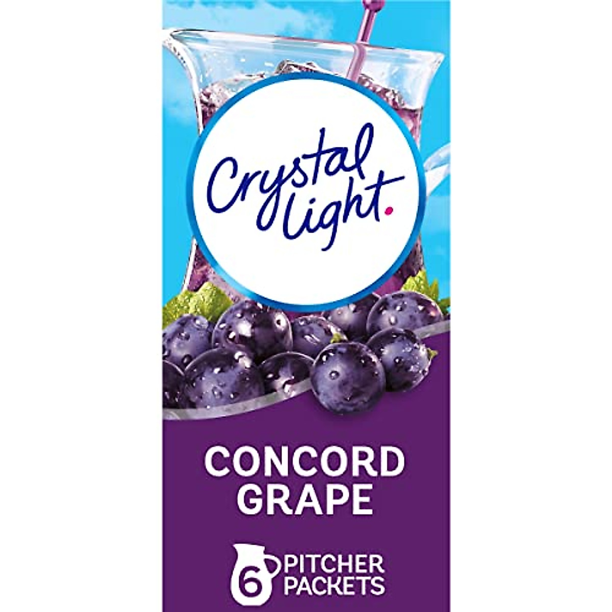 Crystal Light Sugar-Free Concord Grape Low Calories Powdered Drink Mix 6 Count Pitcher Packets