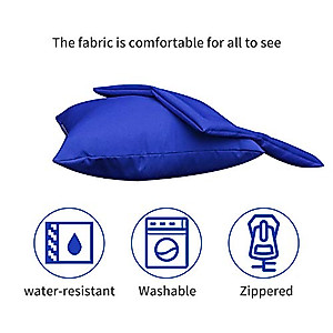 Outdoor Water Resistant UV Resistant Garden Pillow Covers Square Pillowcase Shell for Patio Tent Couch Cushion Pack of 4 - Cover 17x17 Inch Royal Blue