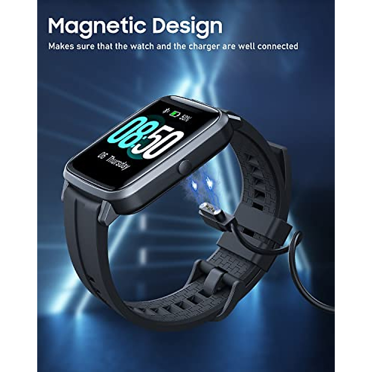 TiMOVO Charger Compatible with SW022/LW11/GTX Fitness/CXB01/Mugo Chalvh 1.69", [2-Pack] Magnetic USB Charging Cable 3.3ft/100cm, Replacement Charging Power Cable Cord,Black