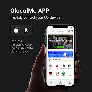 GlocalMe U3 Mobile Hotspot,Wireless Portable WiFi for Travel in 140+ Countries,No SIM Card Needed,Smart Local Network Auto-Selection,High Speed WiFi with US 8GB & Global 1GB Data, Pocket WiFi (White)