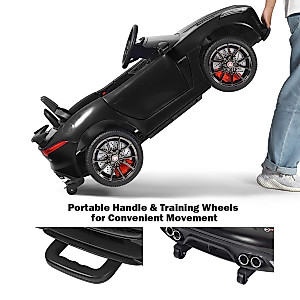 Costzon Ride on Car, Licensed BMW i8, 12V Battery Powered Electric Vehicle w/ 2 Motors, Remote Control, 3 Speeds, LED Lights, MP3, Horn, Music, Spring Suspension, Kids Car to Drive (Black)