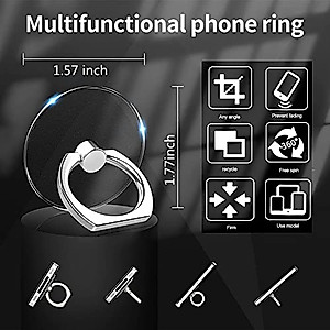 NLQHOPTS Transparent Cell Phone Ring Stand Holder, 4 Packs Phone Ring Holder Kickstands, 360° Degree Rotation Clear Finger Ring Grip Stand Compatible with Most Smartphones and Tablet
