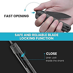 Kizer Feist(XL) Folding Pocket Knife 3.35 Inches 154CM Blade Steel EDC Knife Black Micarta Handle V4499C2