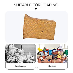 Operitacx Waste Basket, Wicker Trash Can, Round Wicker Basket, Woven Wicker Garbage Can for Bedroom, Bathroom