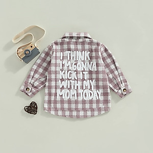 Toddler Baby Boy Girl Plaid Top Button Down Flannel Shirts Fall Winter Outfits for Kids (pink kick, 1-2 T)
