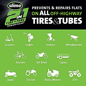 Slime 10207 2-in-1 Tire & Tube Sealant Puncture Repair Sealant, 2-in-1, Premium, Prevent and Repair, suitable for all off-highway Tires and Tubes, Non-Toxic, Eco-Friendly, 1 Gallon jug
