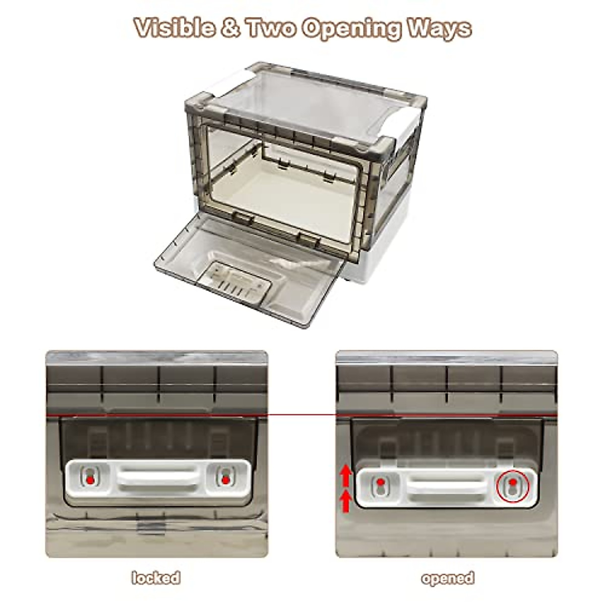 Dollox 2 Pack Plastic Storage Bins with Lids, Stackable Clear Storage Bins Storage Cart Foldable Box with Wheels Storage Box Totes for Home Room Organizer