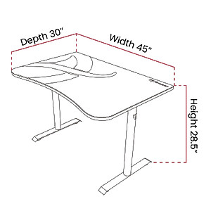 Arozzi Arena Fratello Curved Gaming and Office Desk with Full Surface Water Resistant Desk Mat Custom Monitor Mount Cable Management Cut Outs Under The Desk Cable Management Netting - Pure Black