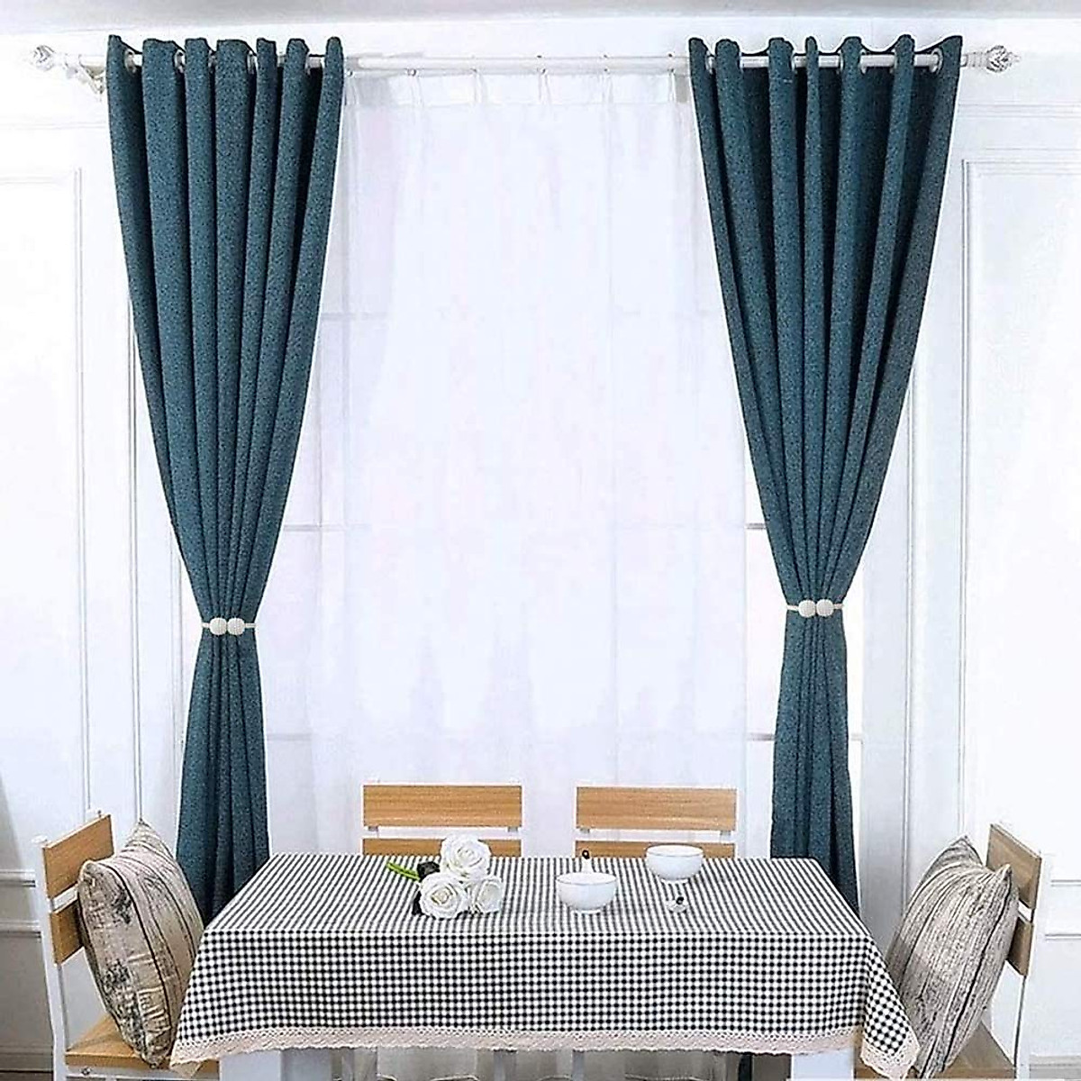 Melaluxe 6 Pack Magnetic Curtain Tiebacks, Decorative Curtain Holdbacks for Window Décor (Grey)