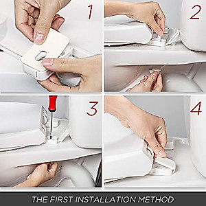 WSSROGY Toilet Seat Elongated with Cover Soft Close, Easy to Install, Plastic, White, Suitable to Elongated or Oval Toilets