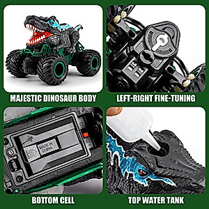Intano Remote Control Dinosaur car Toy, 2.4G Dinosaur Monster Trucks for Boys 3,4,5,6,7,8 Year Old,Dinosaur Toys for Kids 5-7 with Light Sound Mist Spray.Birthday Gift for Kids Boys Girls